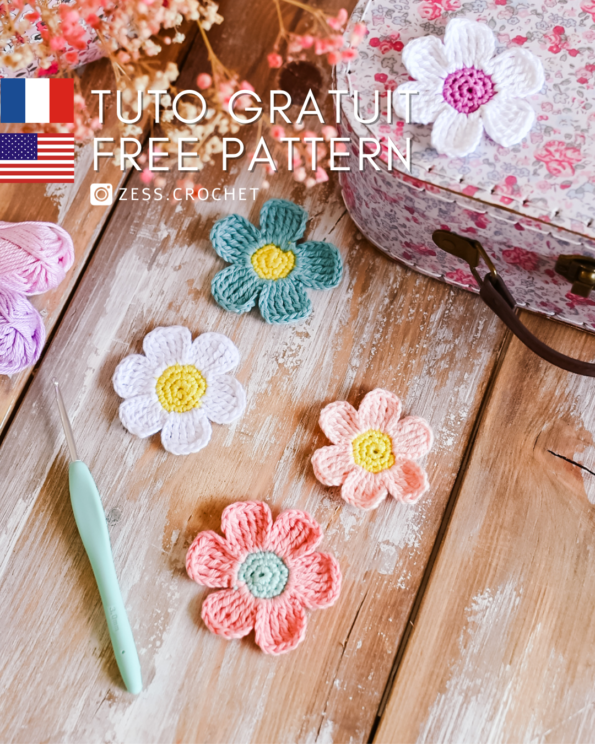 Tutoriel crochet GRATUIT grosses fleurs - patron PDF - Zess Crochet